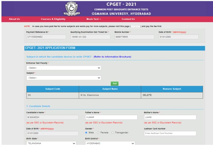 Cpget Application Form 2022 Registration How To Apply Fee